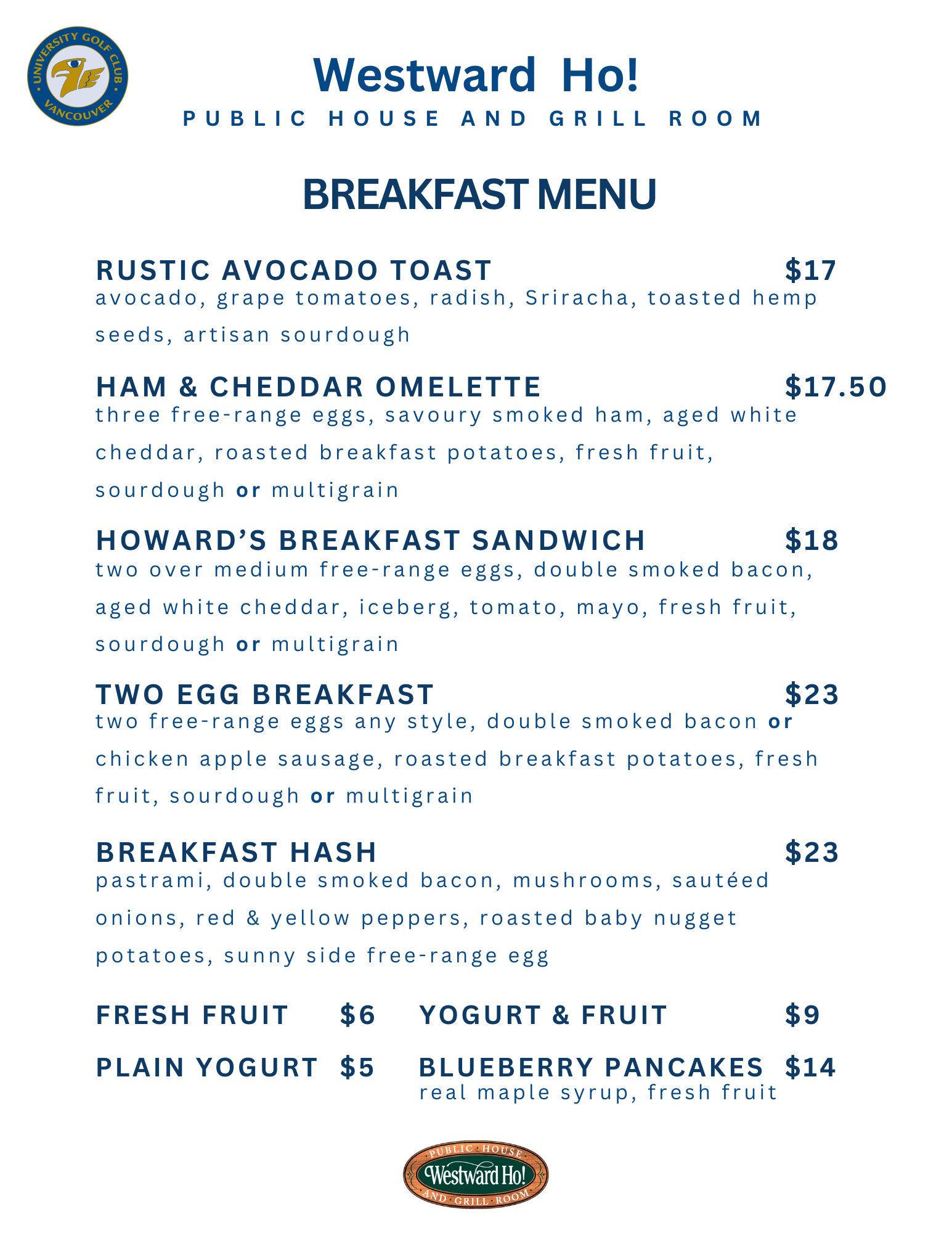 Dining Menus - University Golf Club